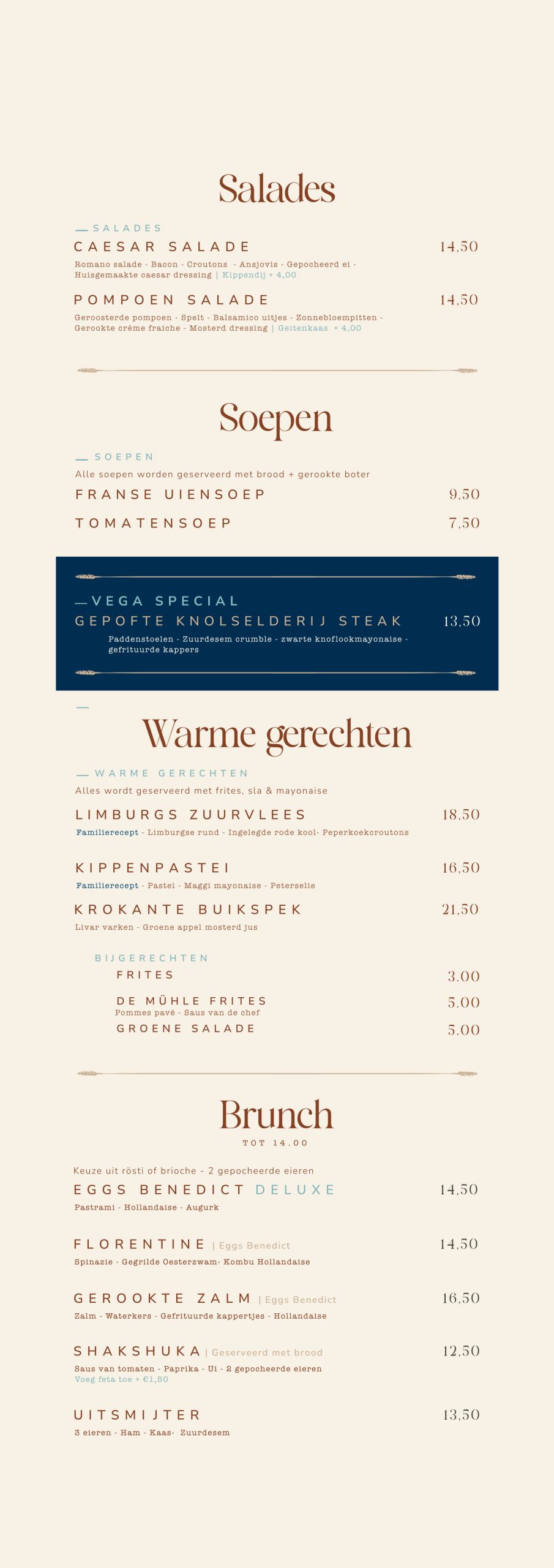 Menukaarten - De Mühle